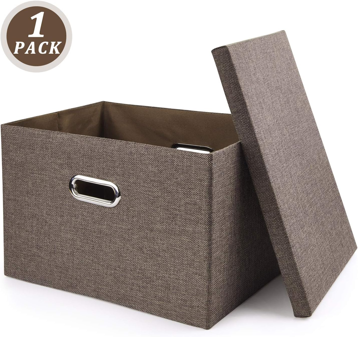 File Storage Box, Collapsible Decorative Linen Filing & Storage ...