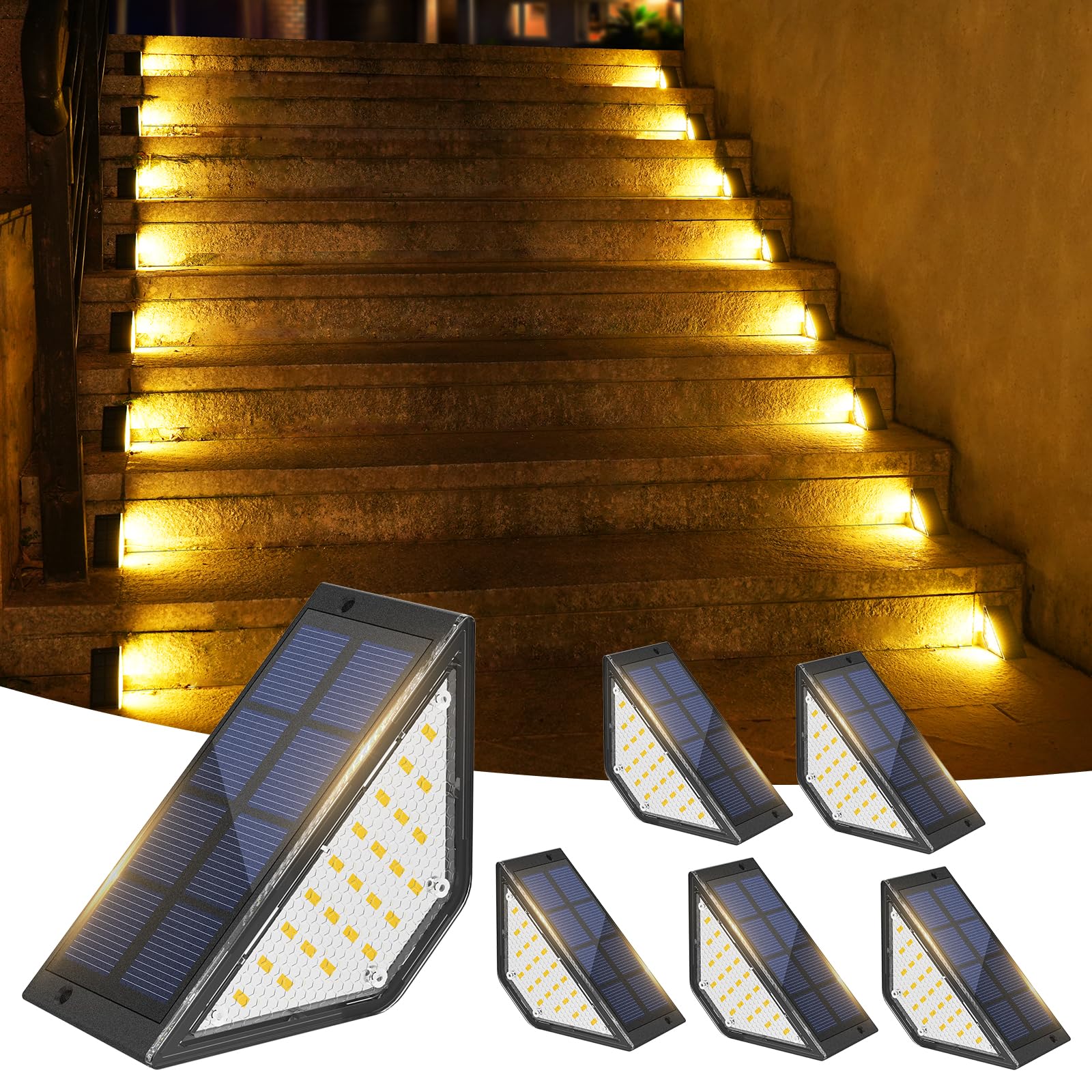 JOFIOS Outdoor Stair Lights 6pack,Solar Step Lights for Outside ...