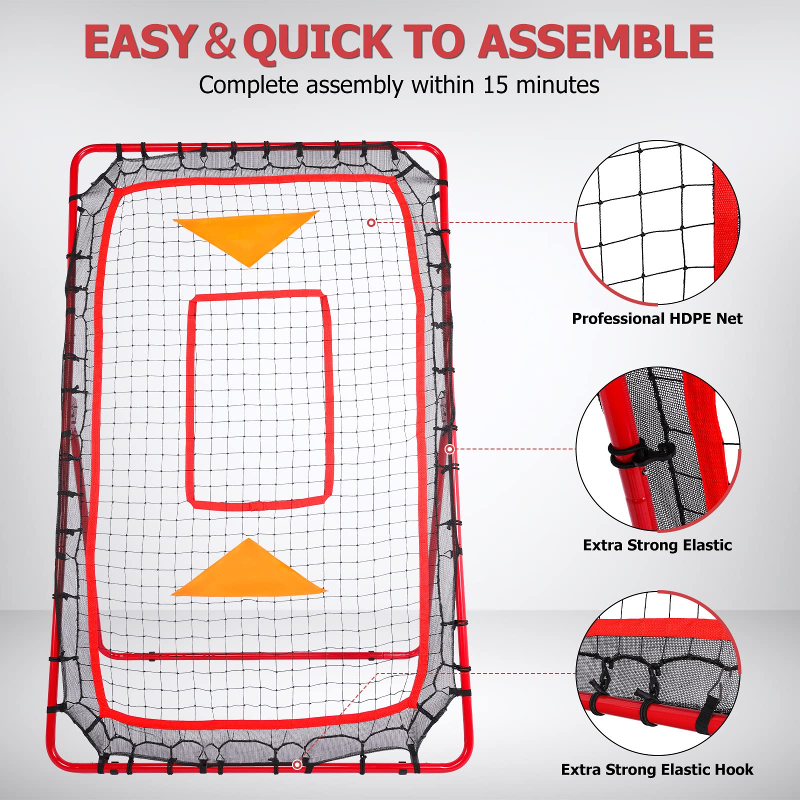 Mua 𝑵𝑬𝑾 𝑼𝑷𝑮𝑹𝑨𝑫𝑬 [2+1] Pitch Back Rebounder Net, 6 x 3.65 FT, Adjustable ...