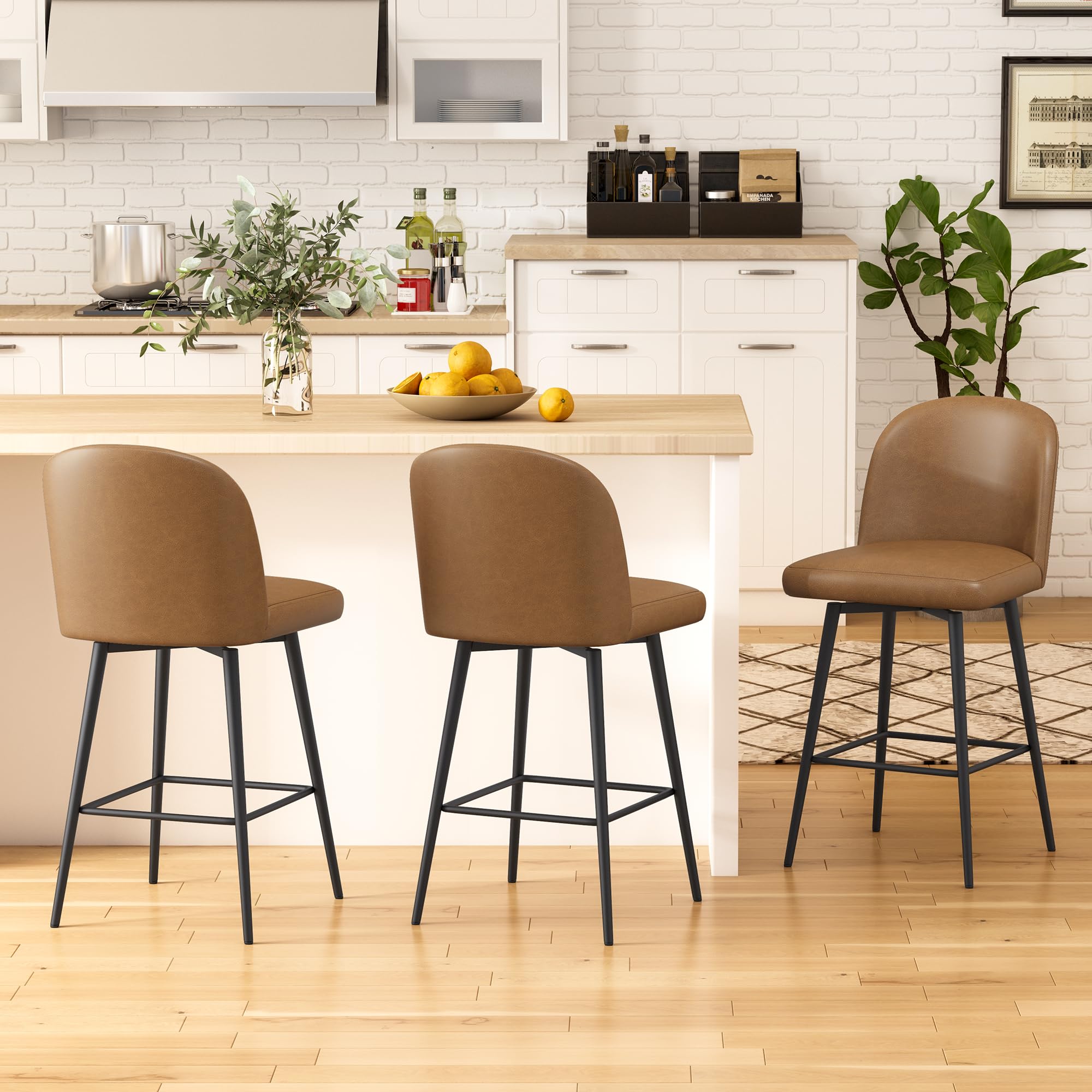 CarterChairr Counter Height Bar Stools Set of 3, 26.9" H Seat Height ...