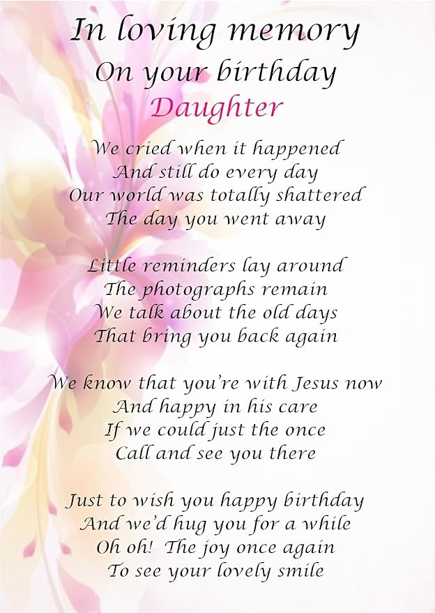 Graveside Memorial Laminated Card - In loving memory on your birthday ...