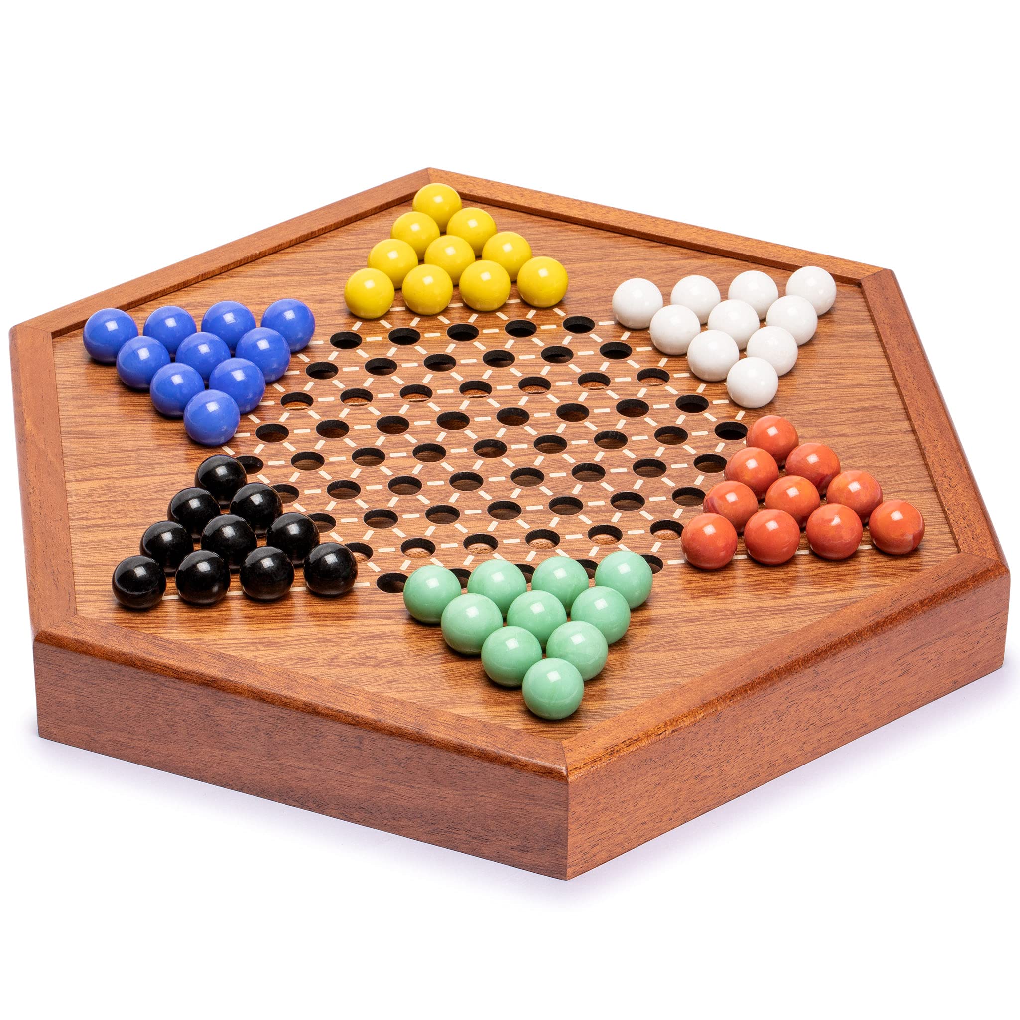Yellow Mountain Imports Wooden Chinese Checkers Halma Board Game Set ...