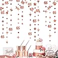 Amazon.com: Rose Gold 65th Birthday Decorations Number 65 Circle Dot ...