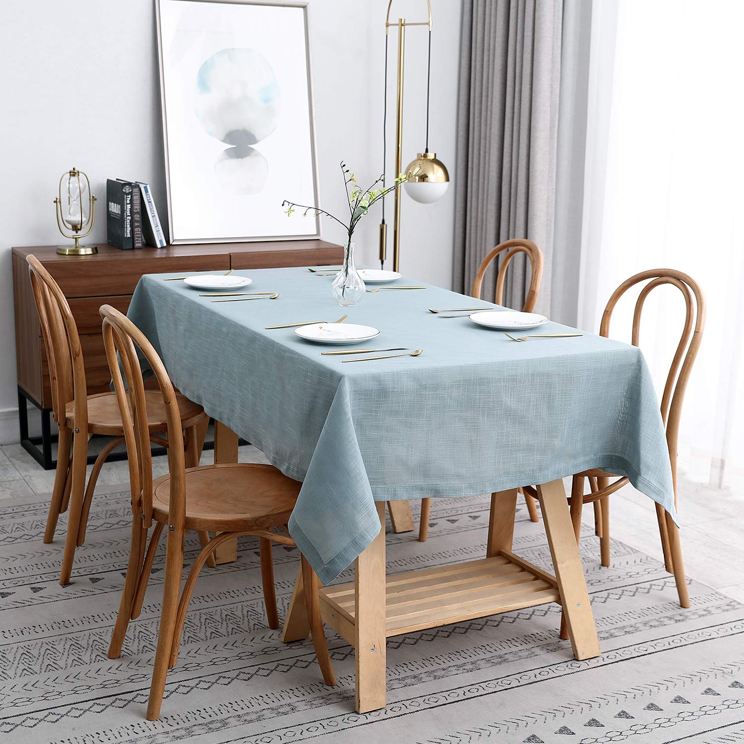 maxmill Lux Faux Linen Tablecloth with Slubby Yarn Textured Weaves ...