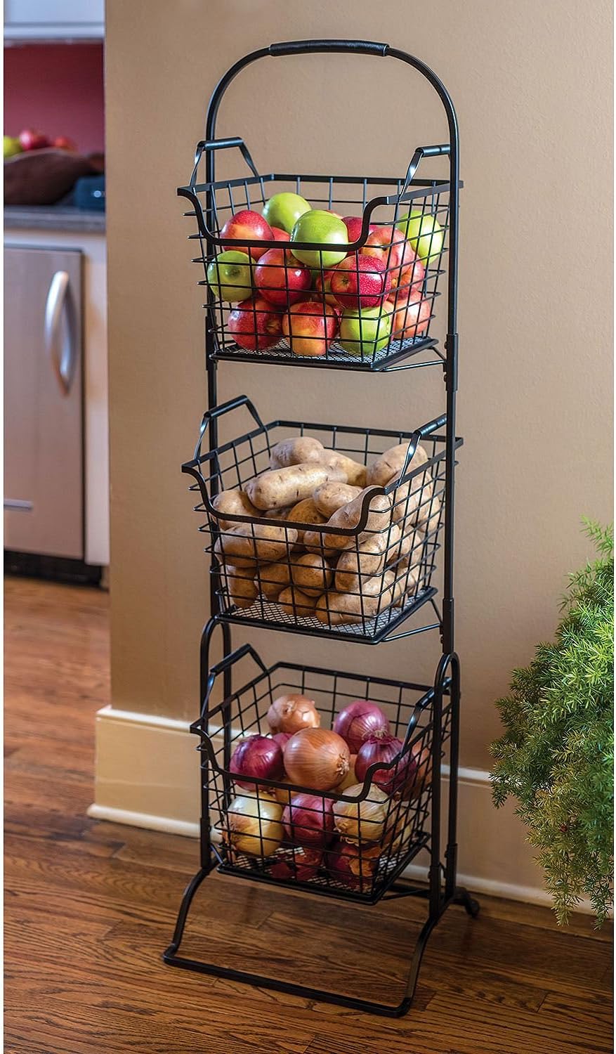 Amazon.com: Farmer's Square 3-Tier Basket Floor Stand (pack of 2 ...