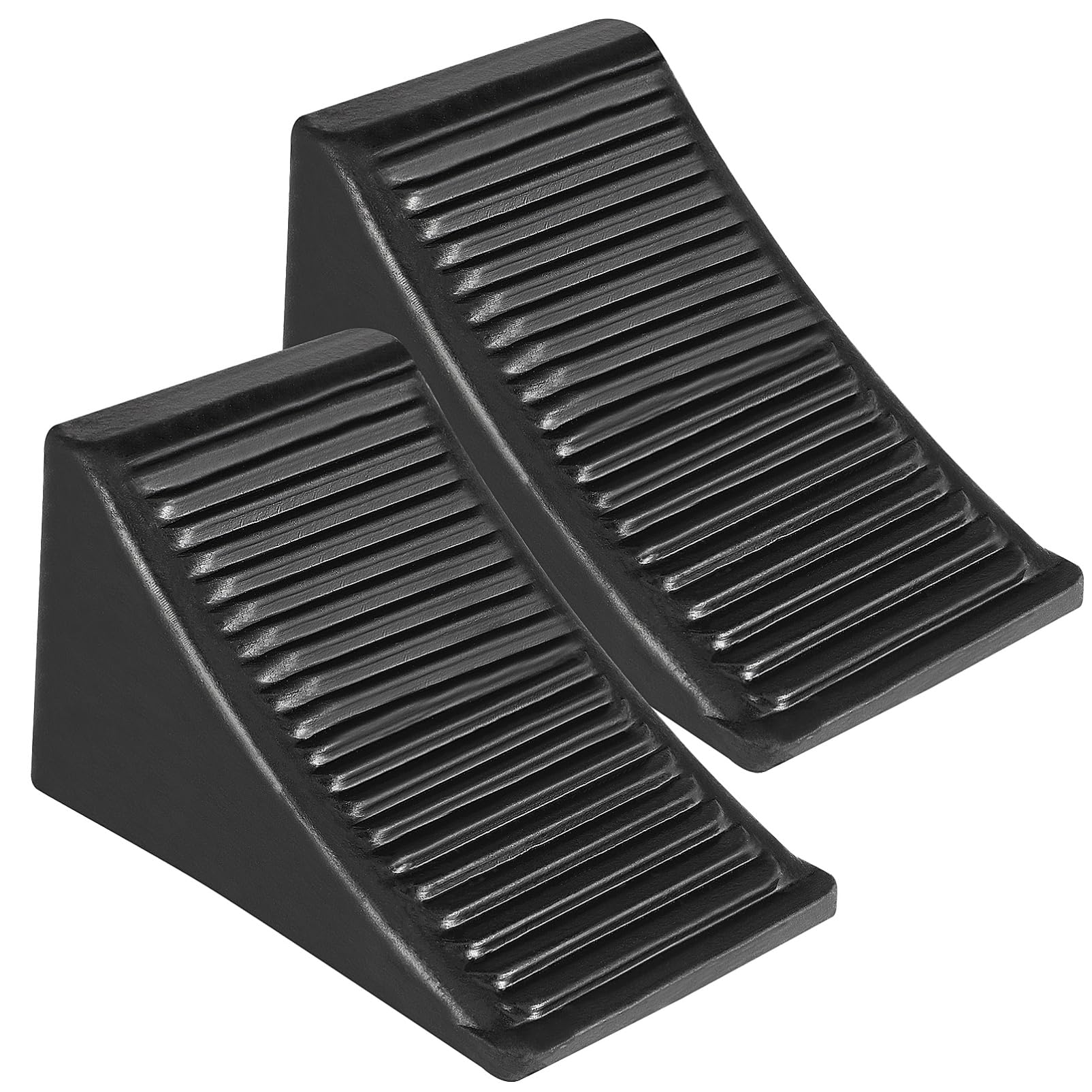 ULTECHNOVO 2-Pack Solid Rubber Heavy Duty Black Wheel Chock, Heavy Duty ...