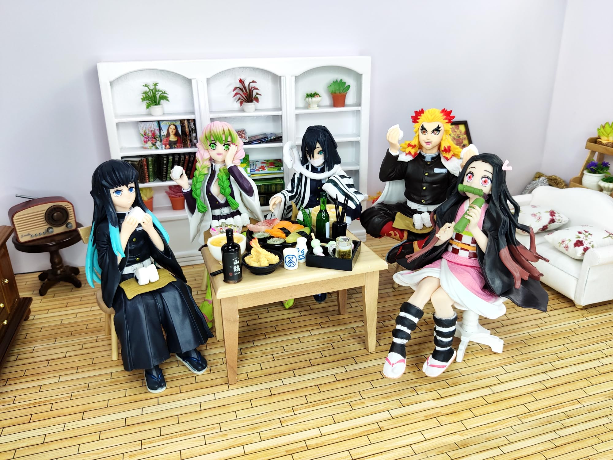 Rengoku Figure Eating Rice Balls Sitting Pose Demon Action Figures ...