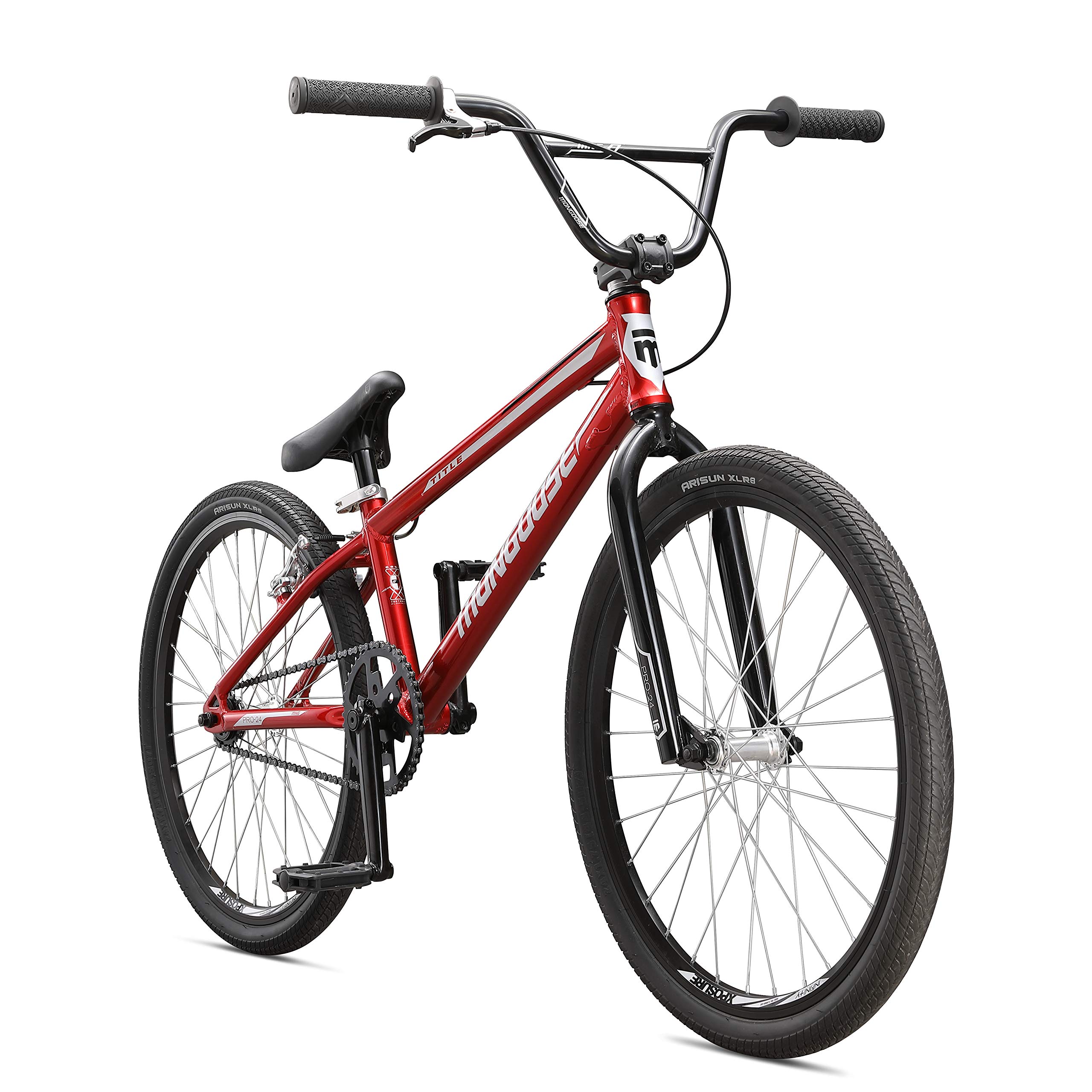 Mongoose Title 24 BMX Race Bike With 24 Inch Wheels In Red For Beginner