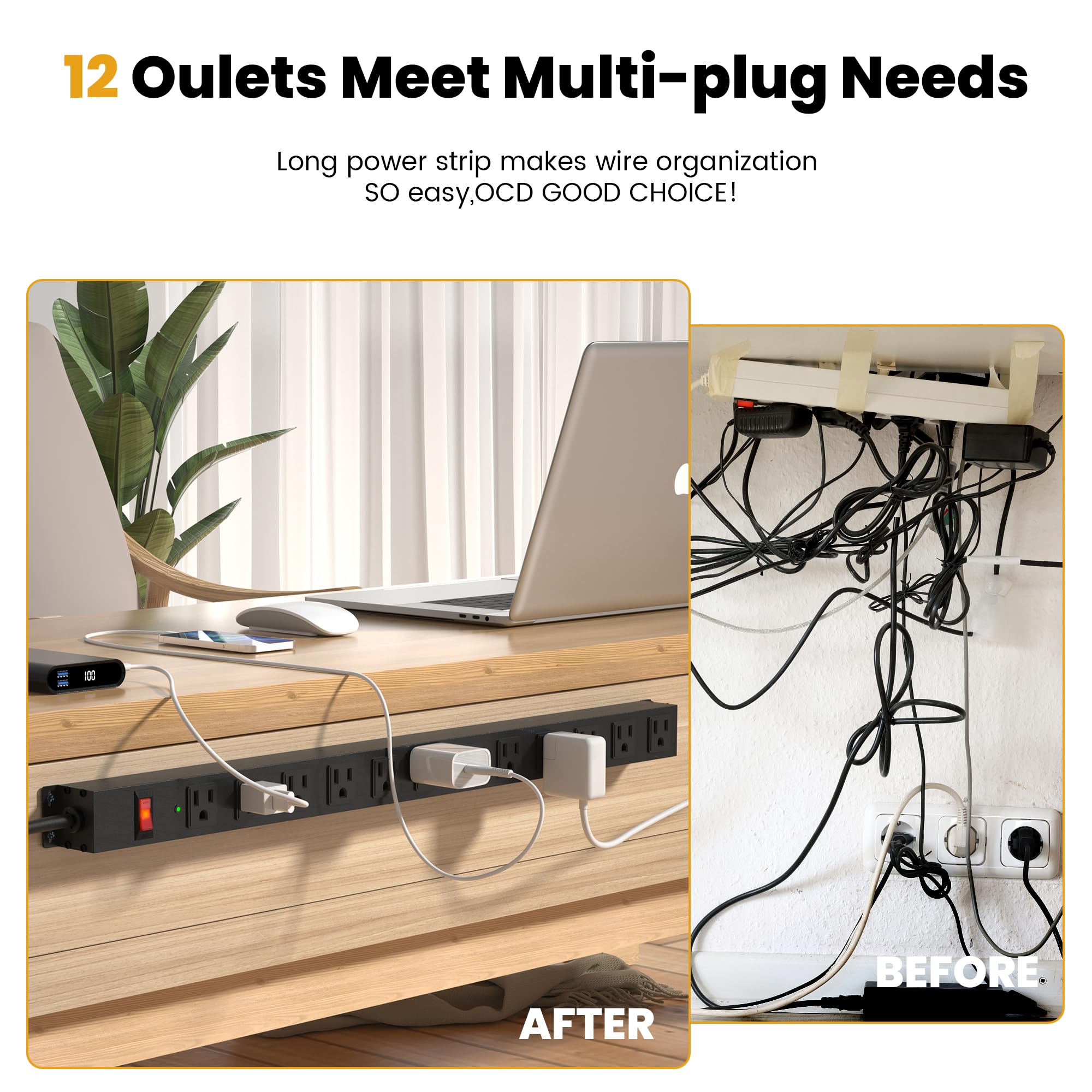 Mua 12 Outlet Long Power Strip Surge Protector with 2100 Joules, 6FT ...