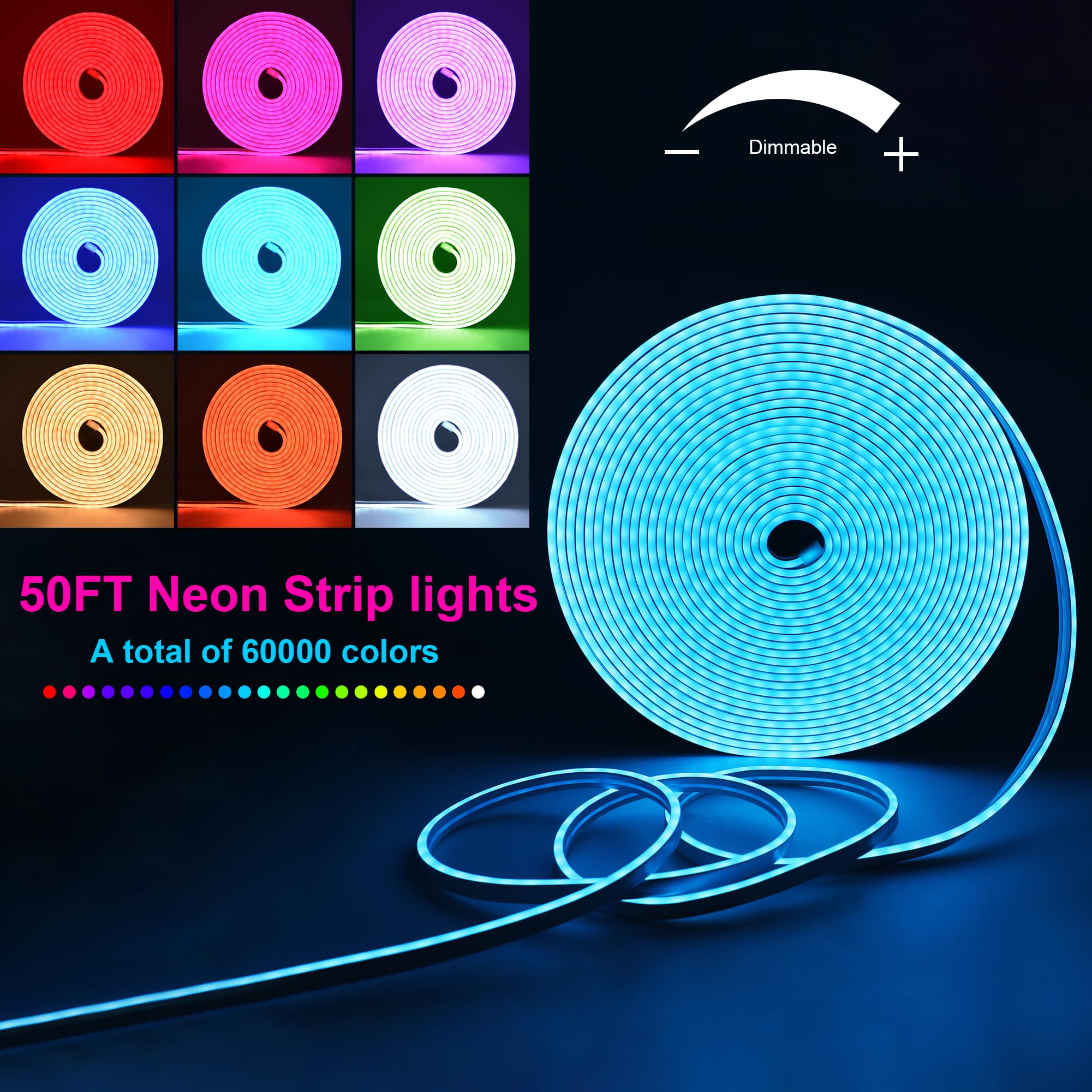 Mua 50ft LED Neon Rope Lights with Remote APP Control IP67 Waterproof ...