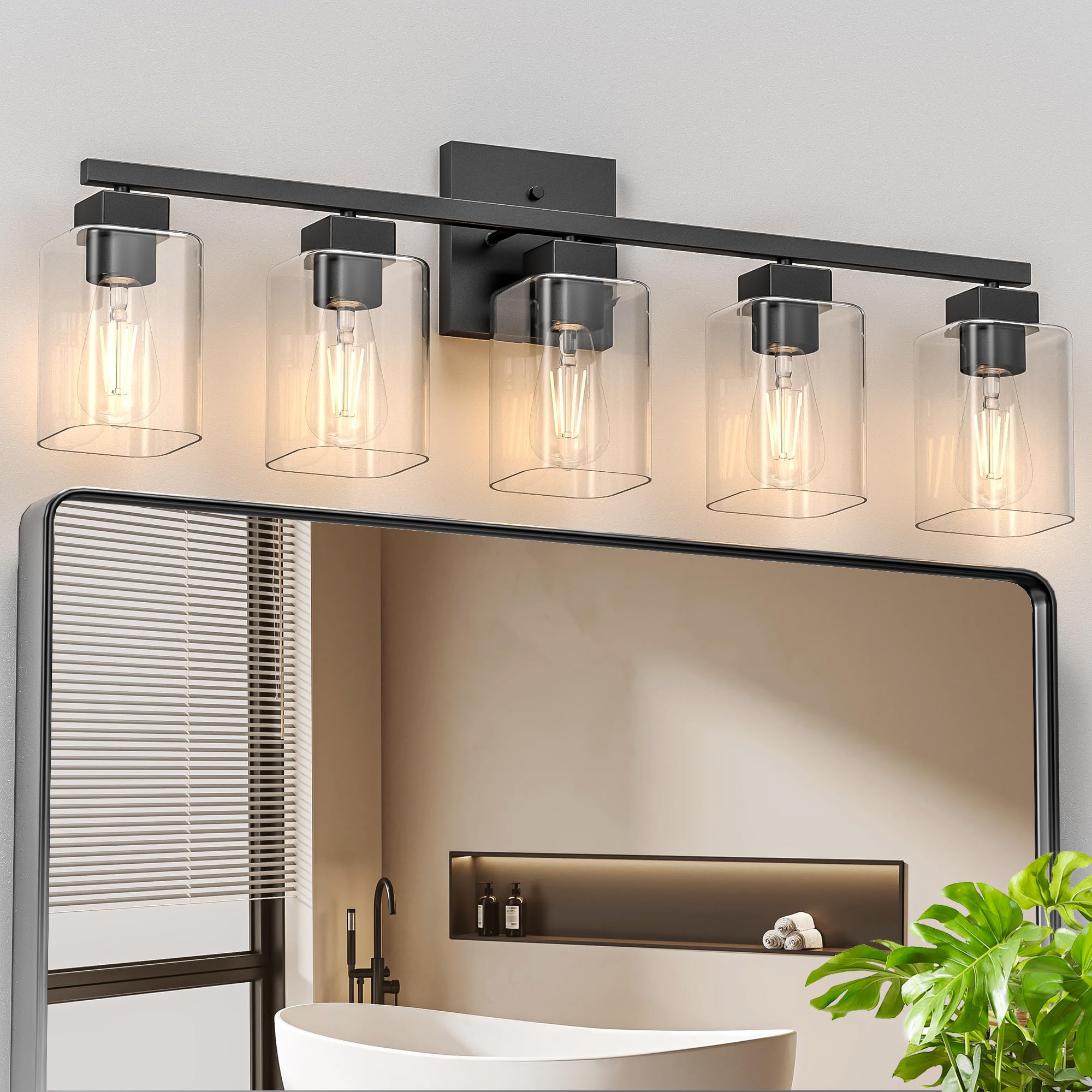 Espird 5 Light Bathroom Vanity Light - Matte Black Bathroom Light ...