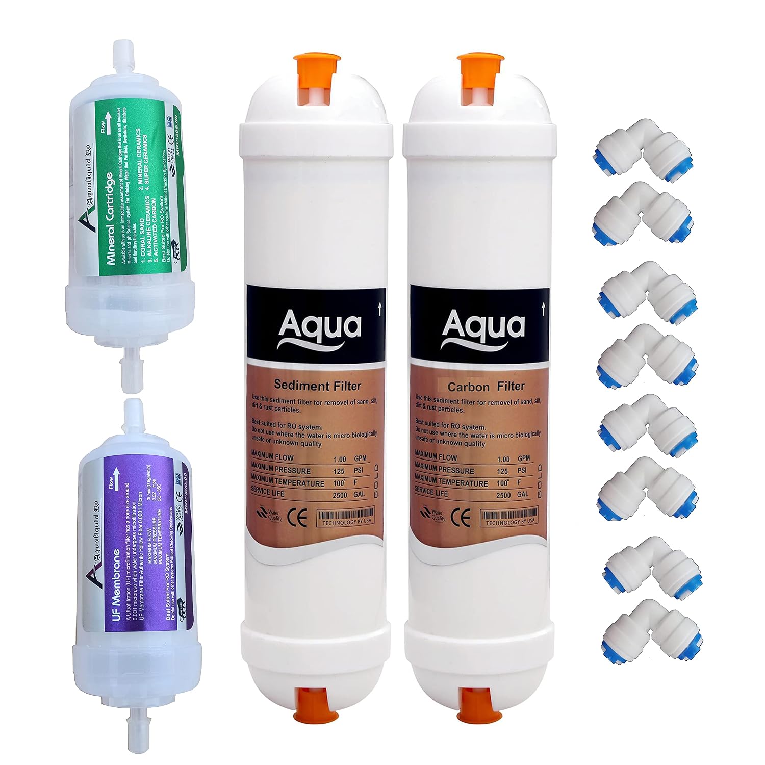 AQUALIQUID RO Aqua Carbon Filter+ Sediment Filter + 4" inch UF Membrane ...