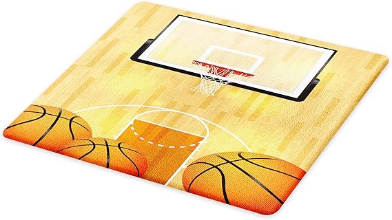 Amazon.com: Lunarable Sports Cutting Board, Vivid Basketball Court ...