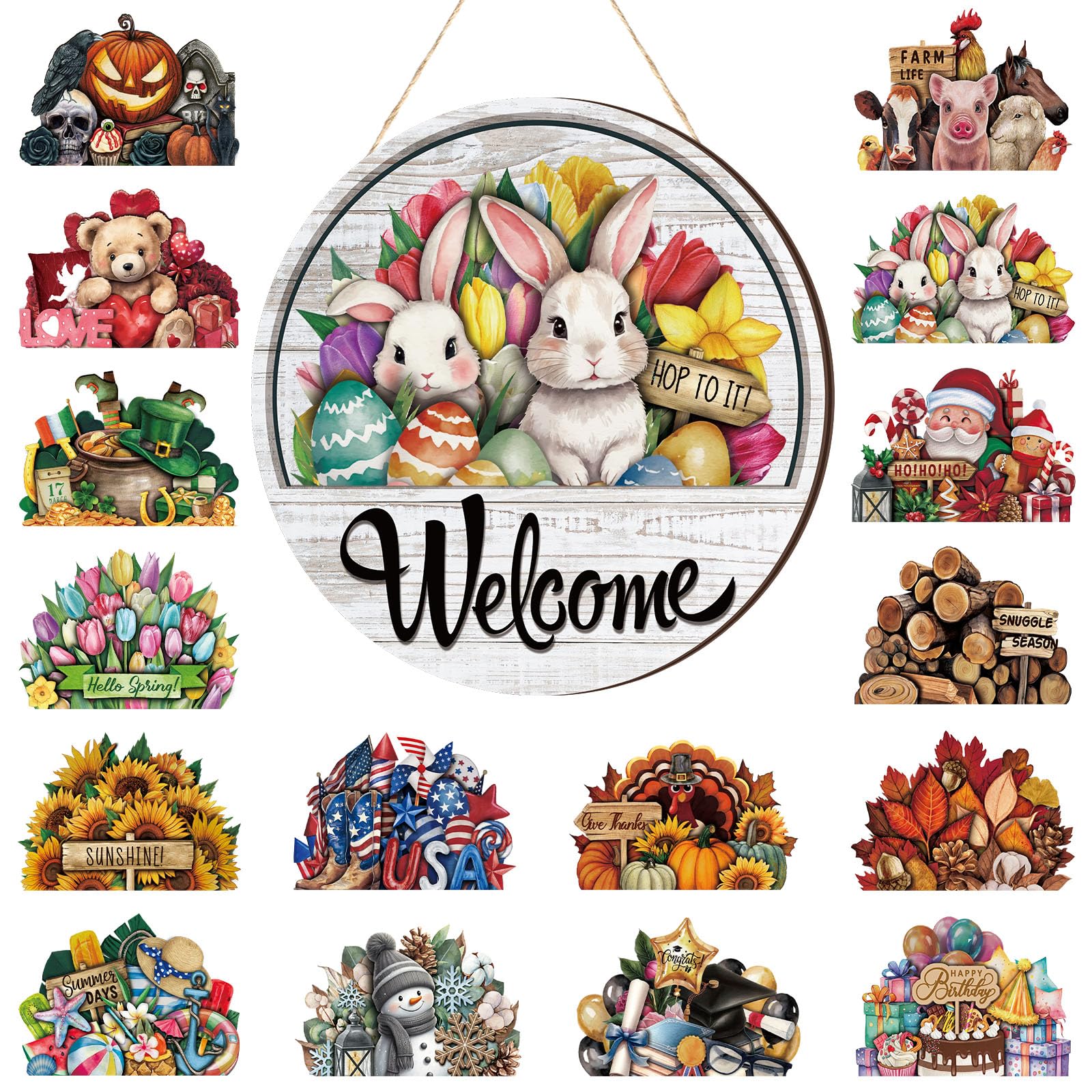 Yousoontic 17 Pcs 12 Inch Magnetic Welcome Door Sign Interchangeable ...