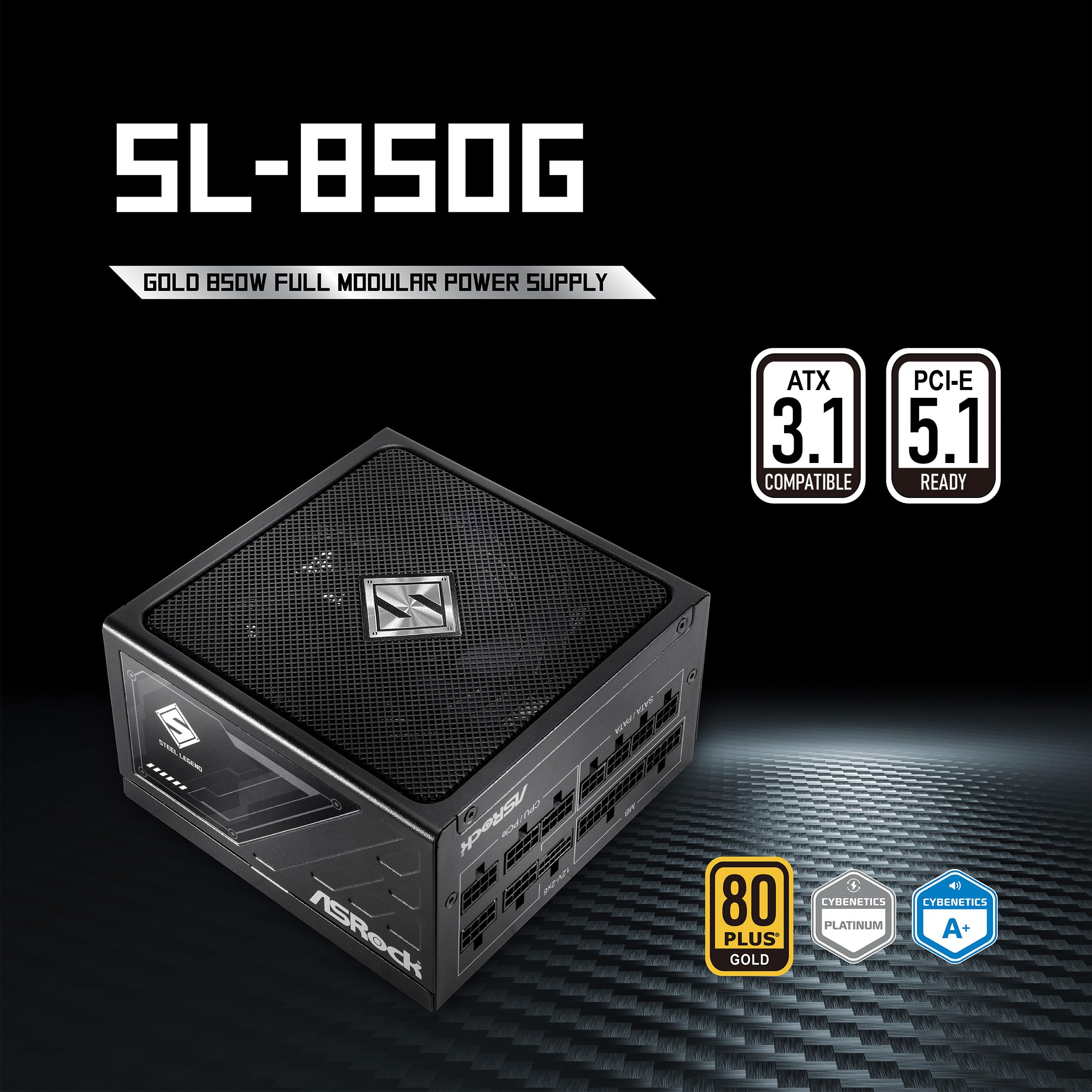 ASRock Steel Legend SL-850G 850W 80 Plus Gold & Cybenetics Platinum Full Modular Power Supply ...