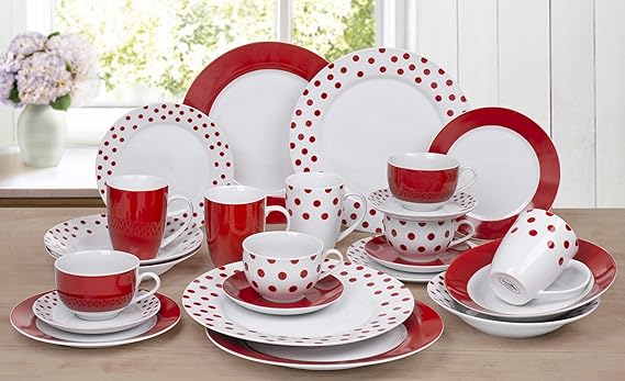 24 Piece Brighton Red Spots Dinner Set: Amazon.co.uk: Kitchen & Home