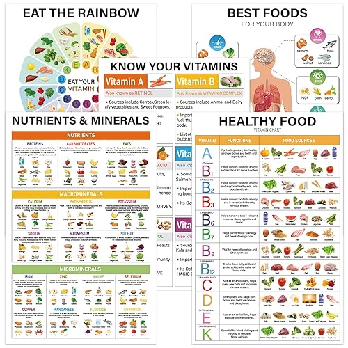 5Pcs Vitamin and Mineral Chart Nutritional Food Abstract Chart for ...