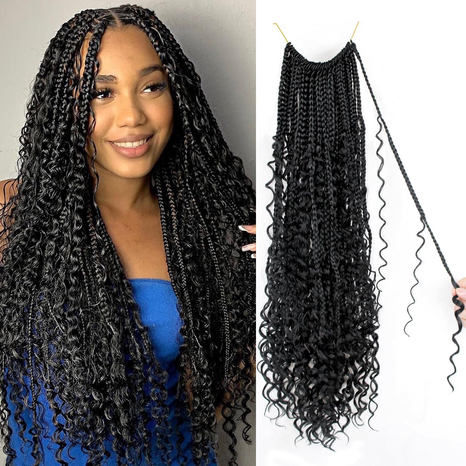 Mua Goddess Box Braids Crochet Hair 9 Packs 24 Inch Boho Crochet Braids ...