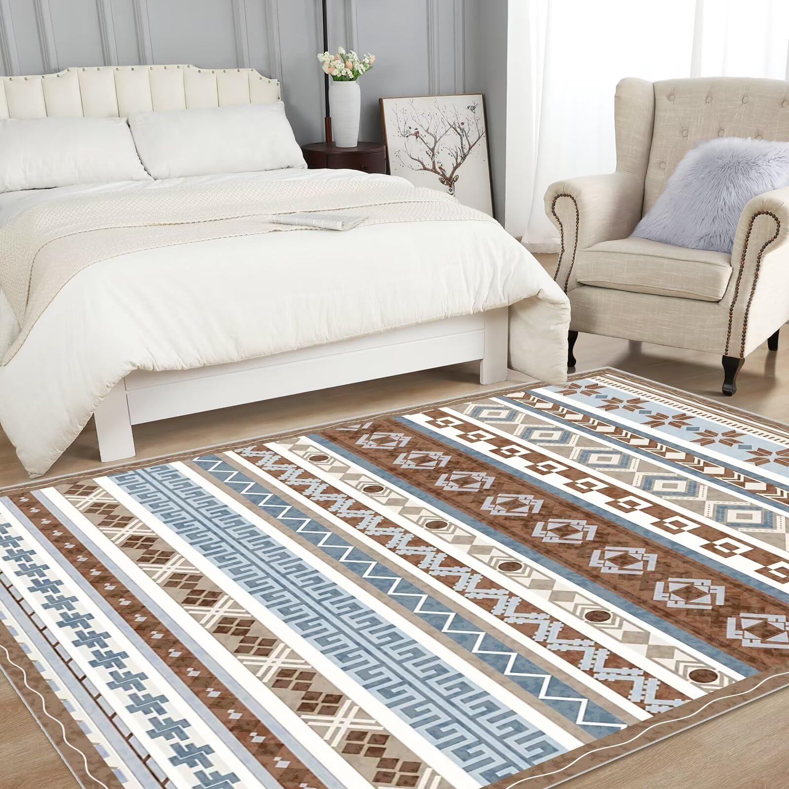 Shuyeon Elegant 5x7 Washable Area Rug, Bedroom Rug, Living Room Rug Non ...