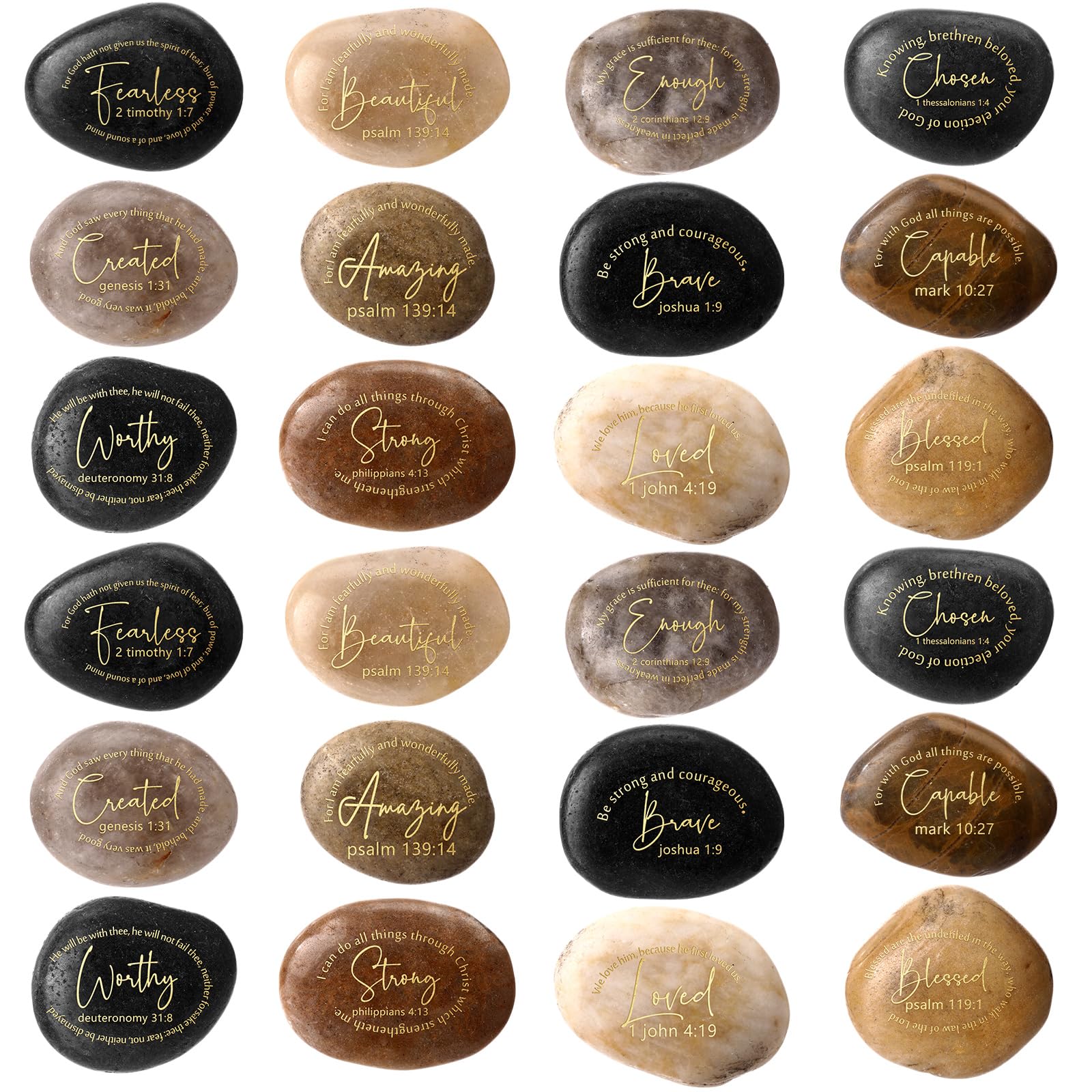 Landical 24 Pcs Bible Verses Scripture Stones Gifts Christian ...