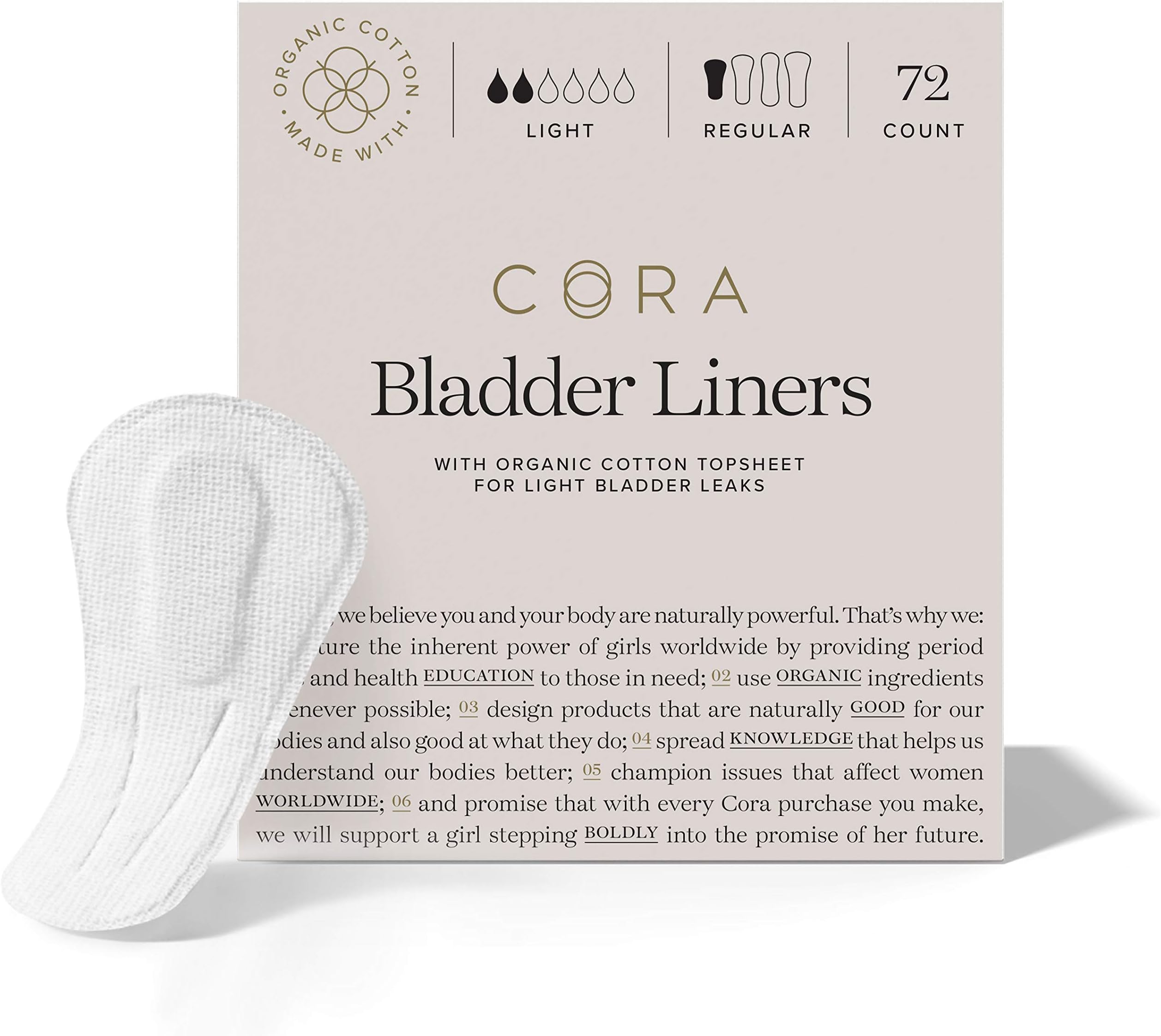 Cora Ultra Thin Organic Bladder Liners | Incontinence & Postpartum Pads ...