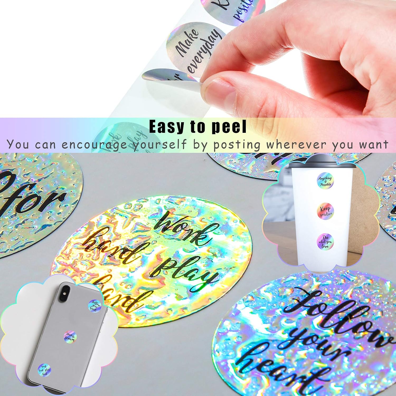 1000 Pieces Inspirational Word Stickers 16 Styles Motivational Quote ...