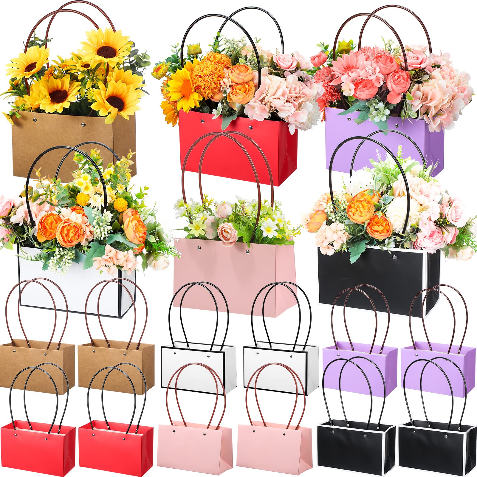 TaoBary 24 Pieces Graduation Kraft Paper Flower Gift Bags Rectangle ...