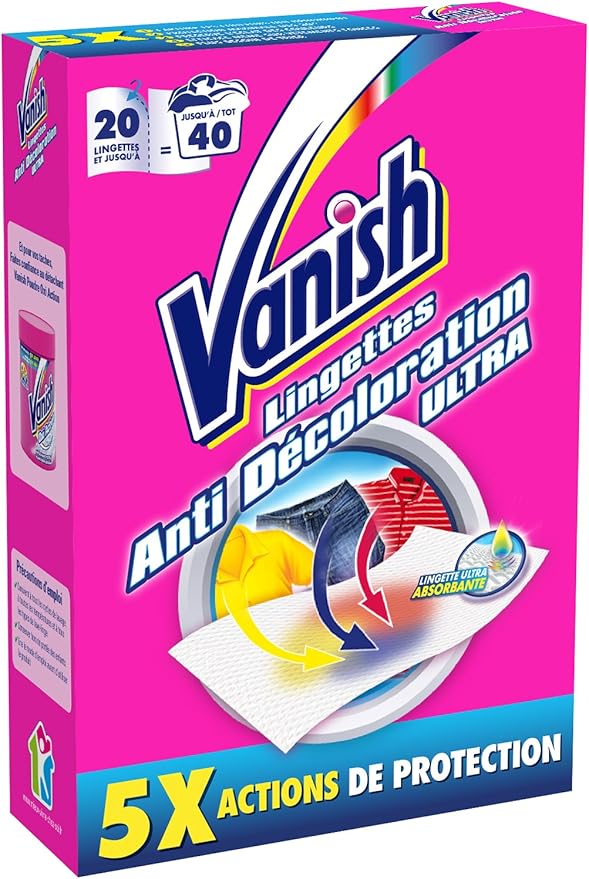 Vanish Lingettes Anti Decoloration - 20 Lingettes Sécables: Amazon.fr ...