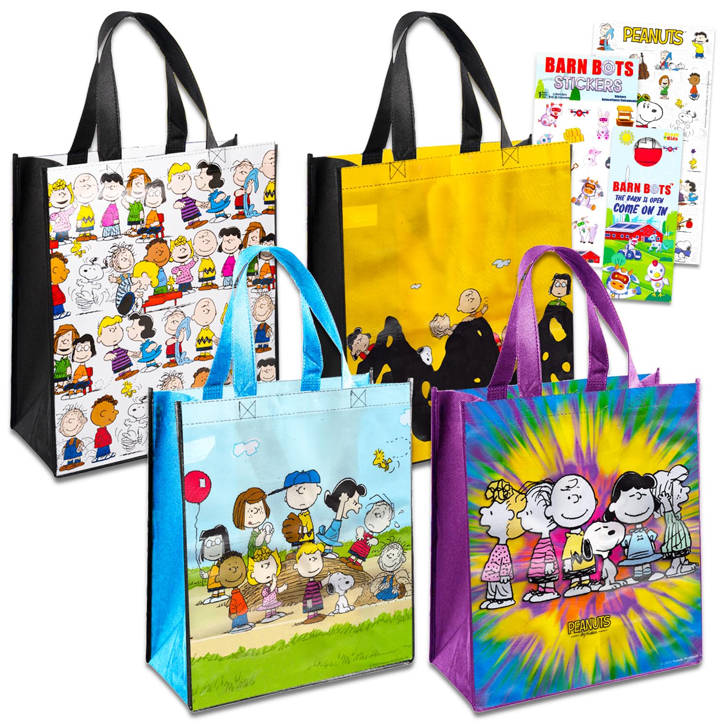 PEANUTS Tote Bags for Kids, Adults - 7 Pc Bundle with 4 Snoopy and ...