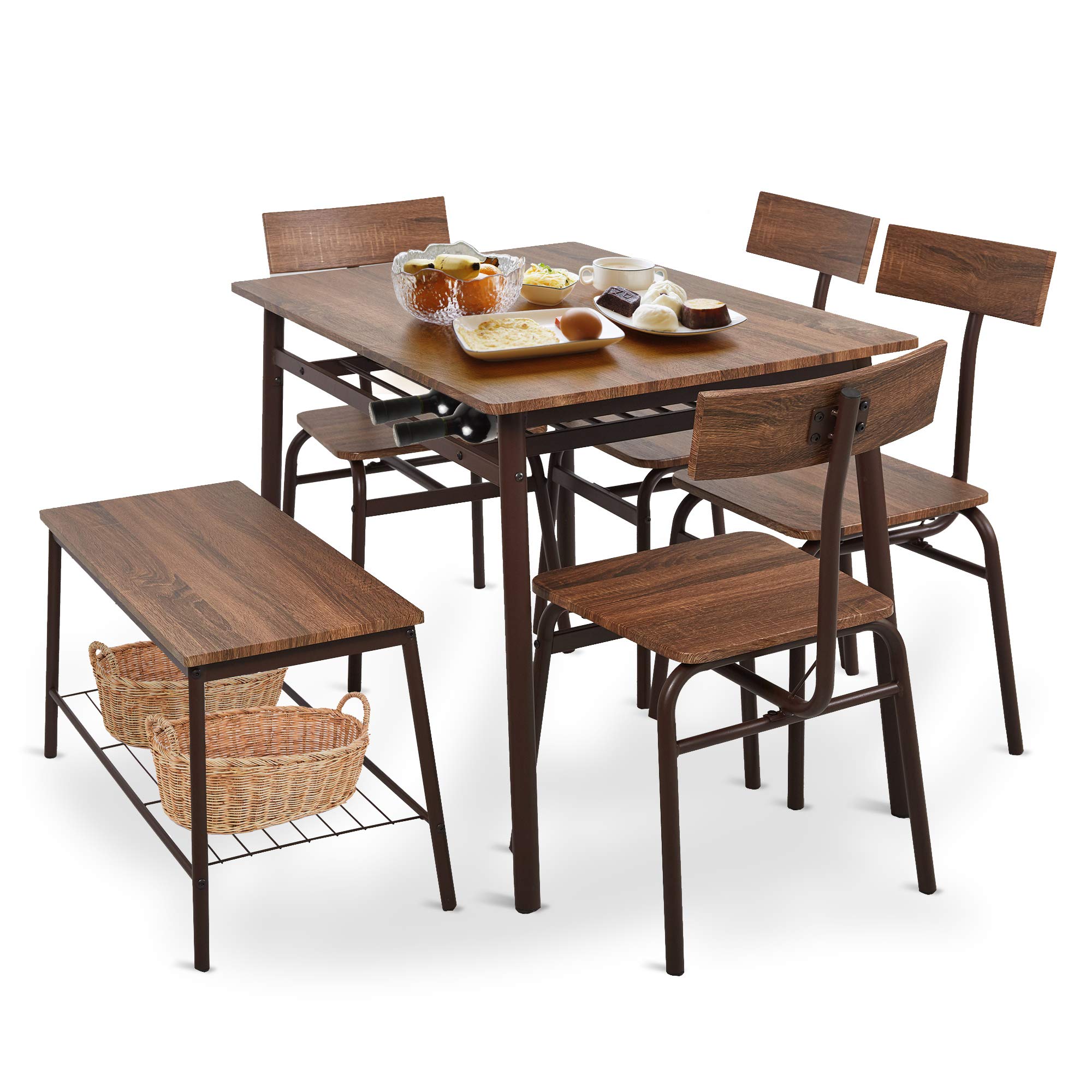 Buy 6 Piece Industrial Dining Set For Kitchen Dining Room W Storage buy-6-piece-industrial-dining-set-for-kitchen-dining-room-w-storage