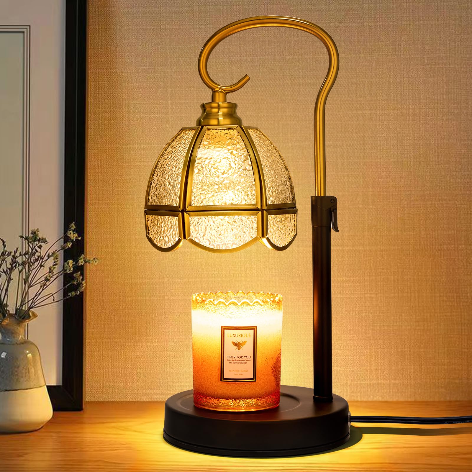 LAYUKI Candle Warmer Lamp with Timer, Dimmable, Adjustable Height ...