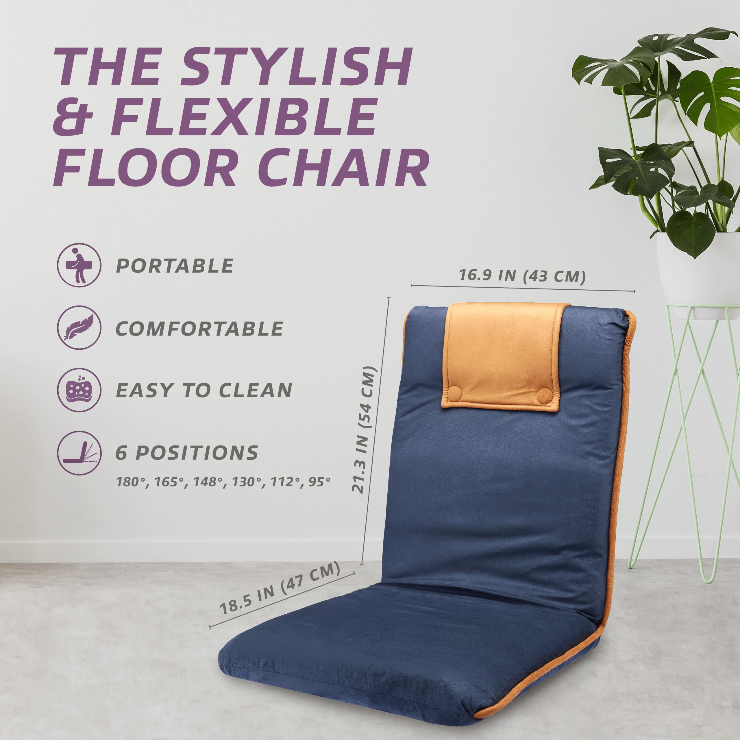 bonVIVO II Floor Chair with Back Support - Floor Gaming Chair, Padded Folding Sofa Chair ...