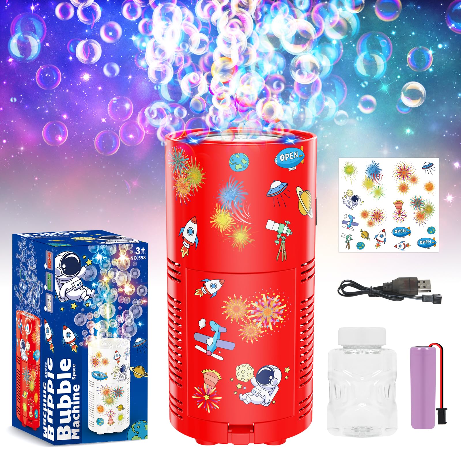 PANACARE Bubble Machine for Kids Fireworks Bubble Blower 10000+ Bubble ...