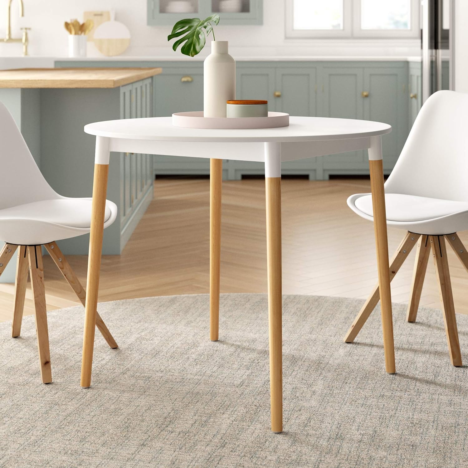 Dining Tables 90 x 90 x 75 cm Wood White ASPECT Lena Round Dining Table ...