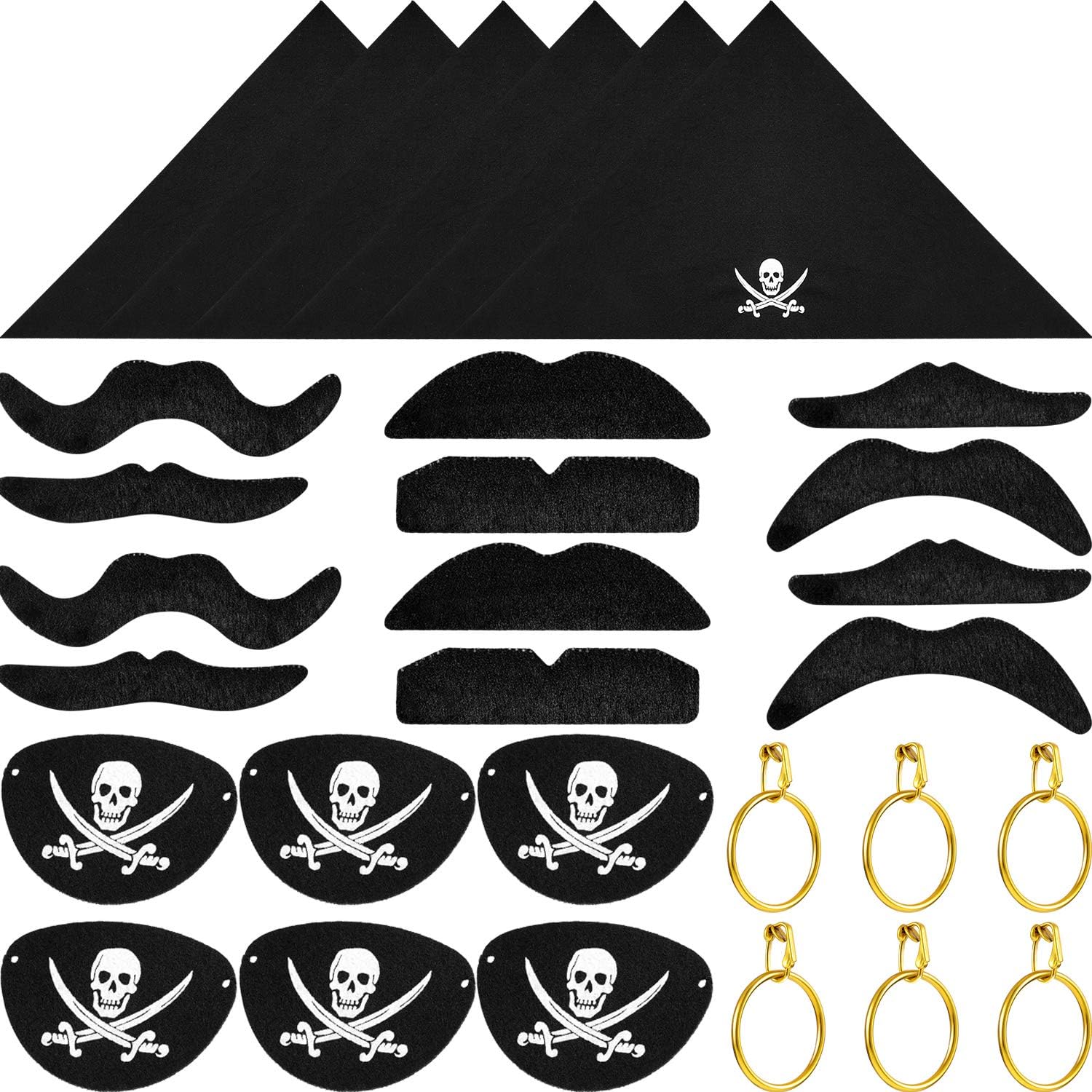 30 Pieces Pirate Captain Eye Patches, Pirate Bandana, Pirate Gold ...