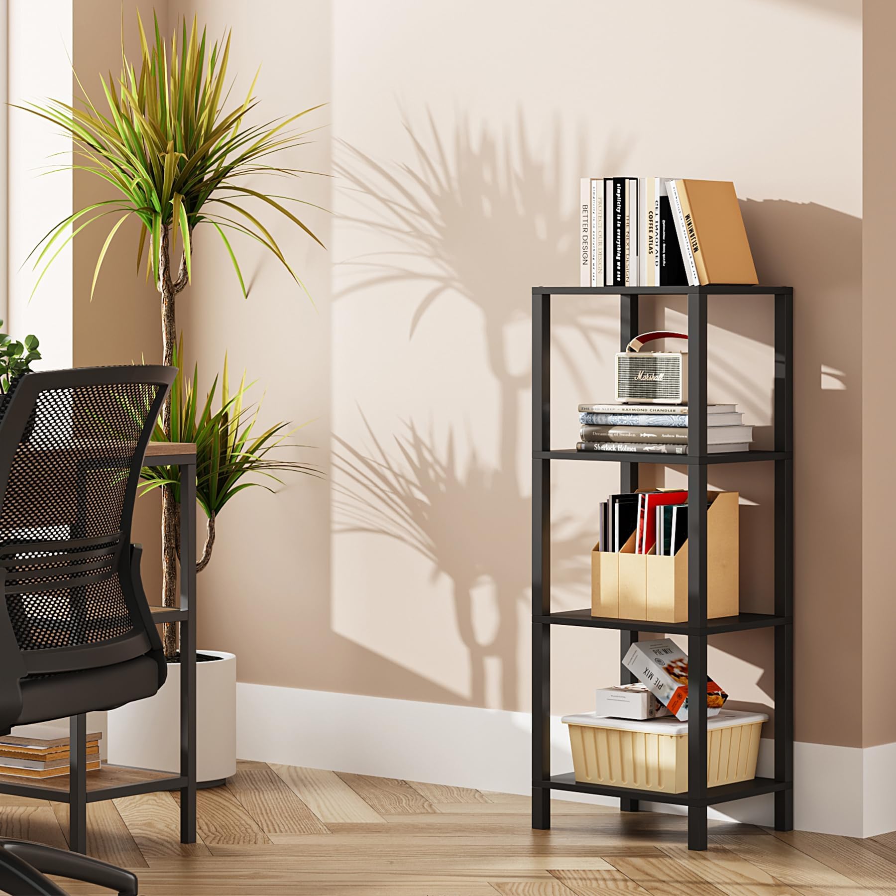 Mua TUTOTAK Bookshelf, 4-Tier Tall Book Shelf, Narrow Bookcase for ...