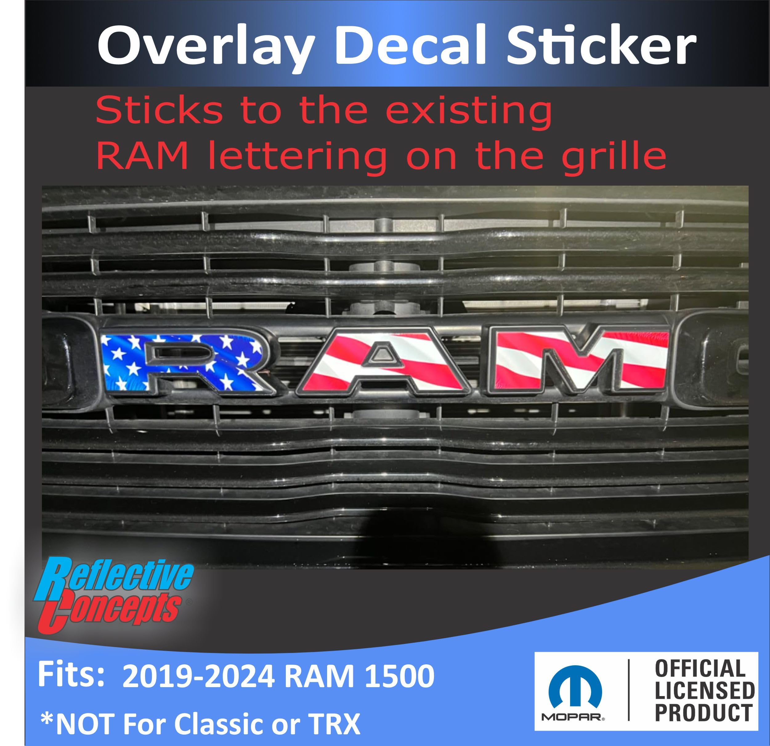Mua Reflective Concepts American Flag RAM Grille Emblem Overlay Decal ...