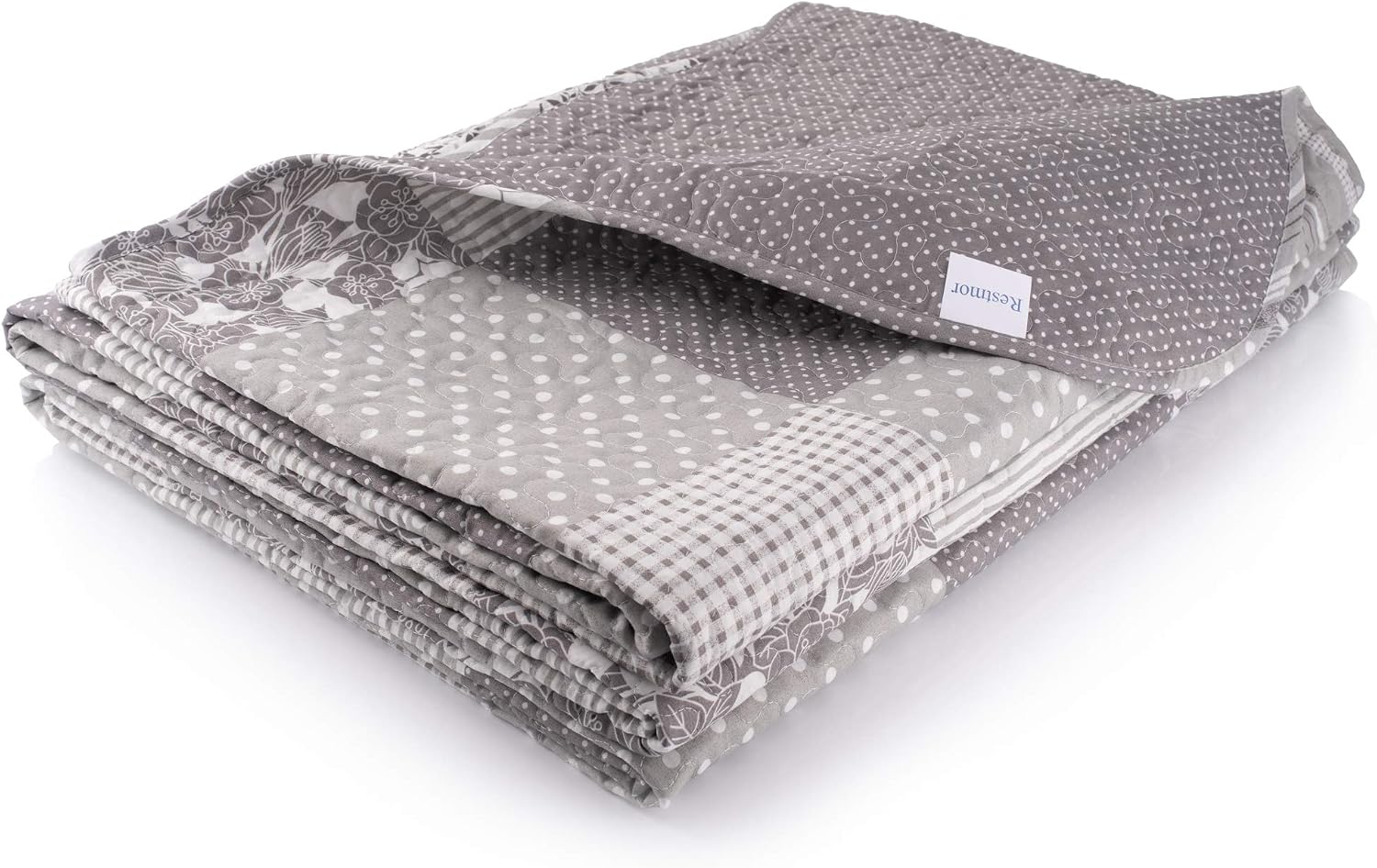restmor Quilted Reversible Patchwork Design Bedspread in 3 sizes with ...