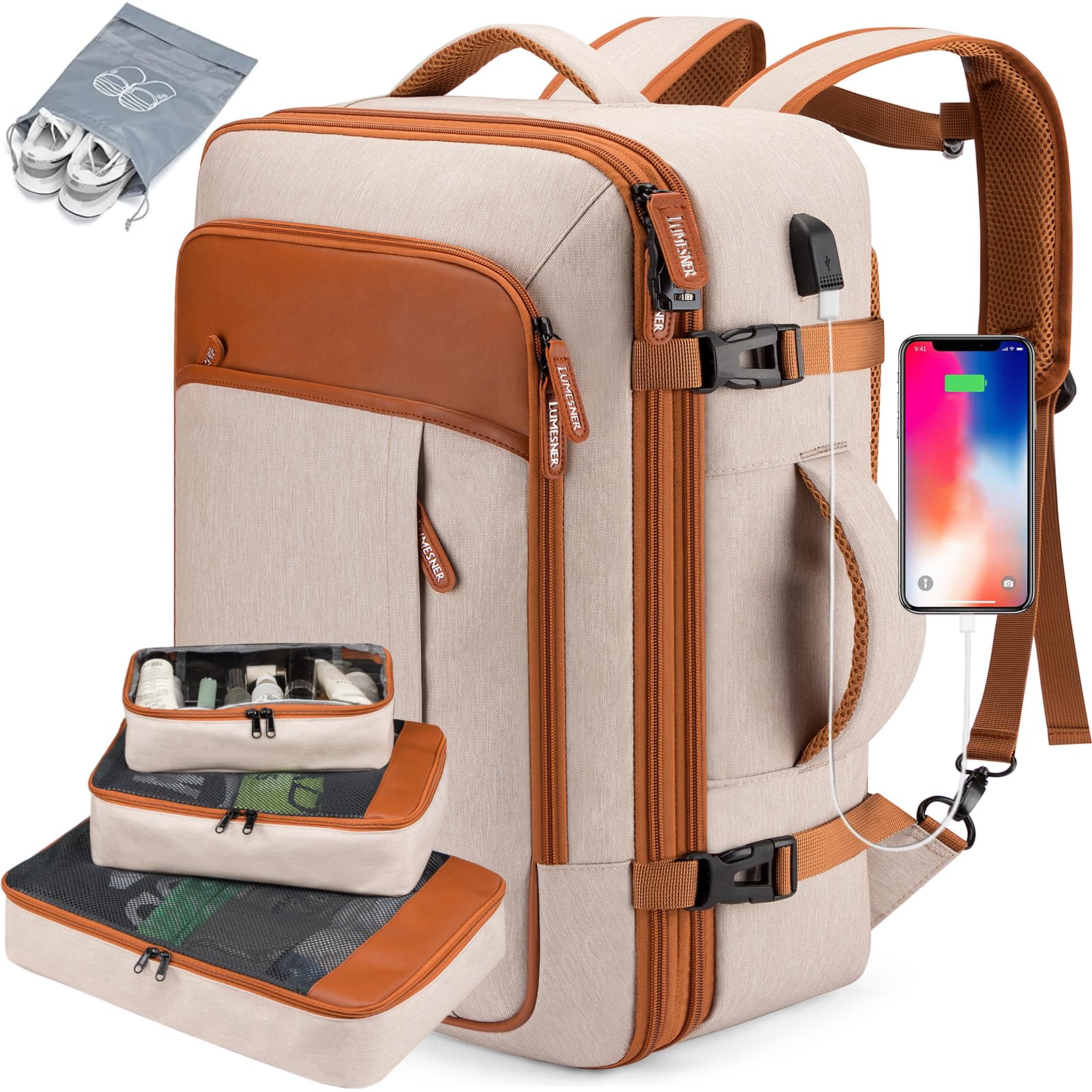Carry on Travel Backpacks, Extra Large 40L Flight Approved Bag for Men ...