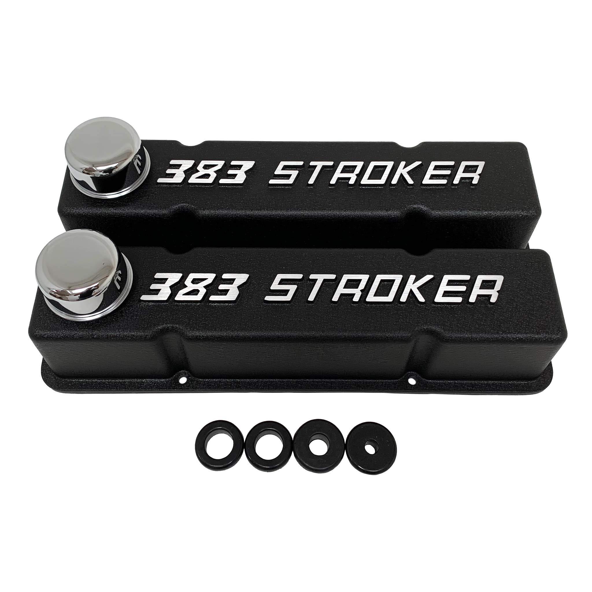 Buy 383 STROKER Small Block Chevy Valve Covers - SBC Tall - Black ...