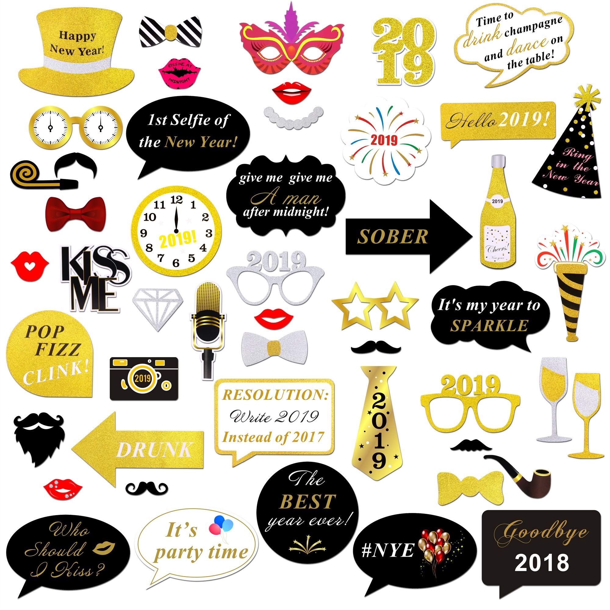 Amazon.com: Vintage Black and Gold Happy New Year Banner Bunting ...