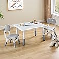 Amazon.com: DOREROOM Toddler Table and 2 Chairs Set, Height Adjustable Kids Table and Chairs, 31 ...