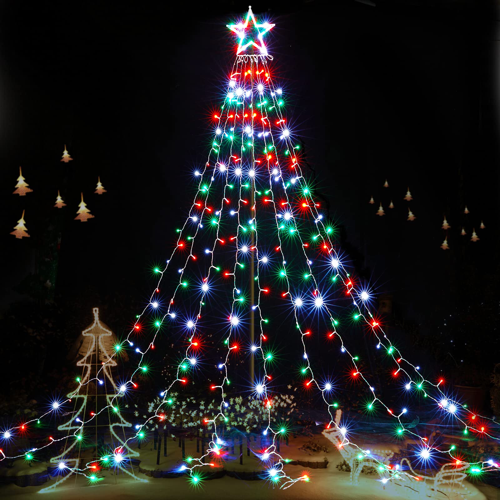 BlcTec Outdoor Christmas Lights 344 LED Christmas Star Lights with 9 ...