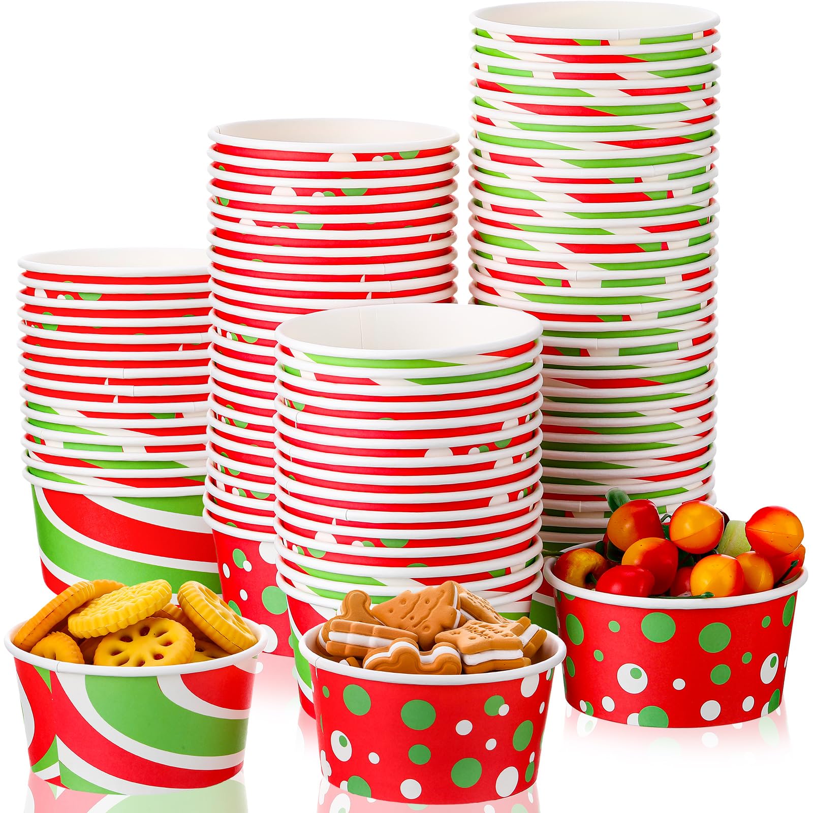 Hotop 72 Pack 16 oz Christmas Snack Cups Disposable Ice Cream Cups ...