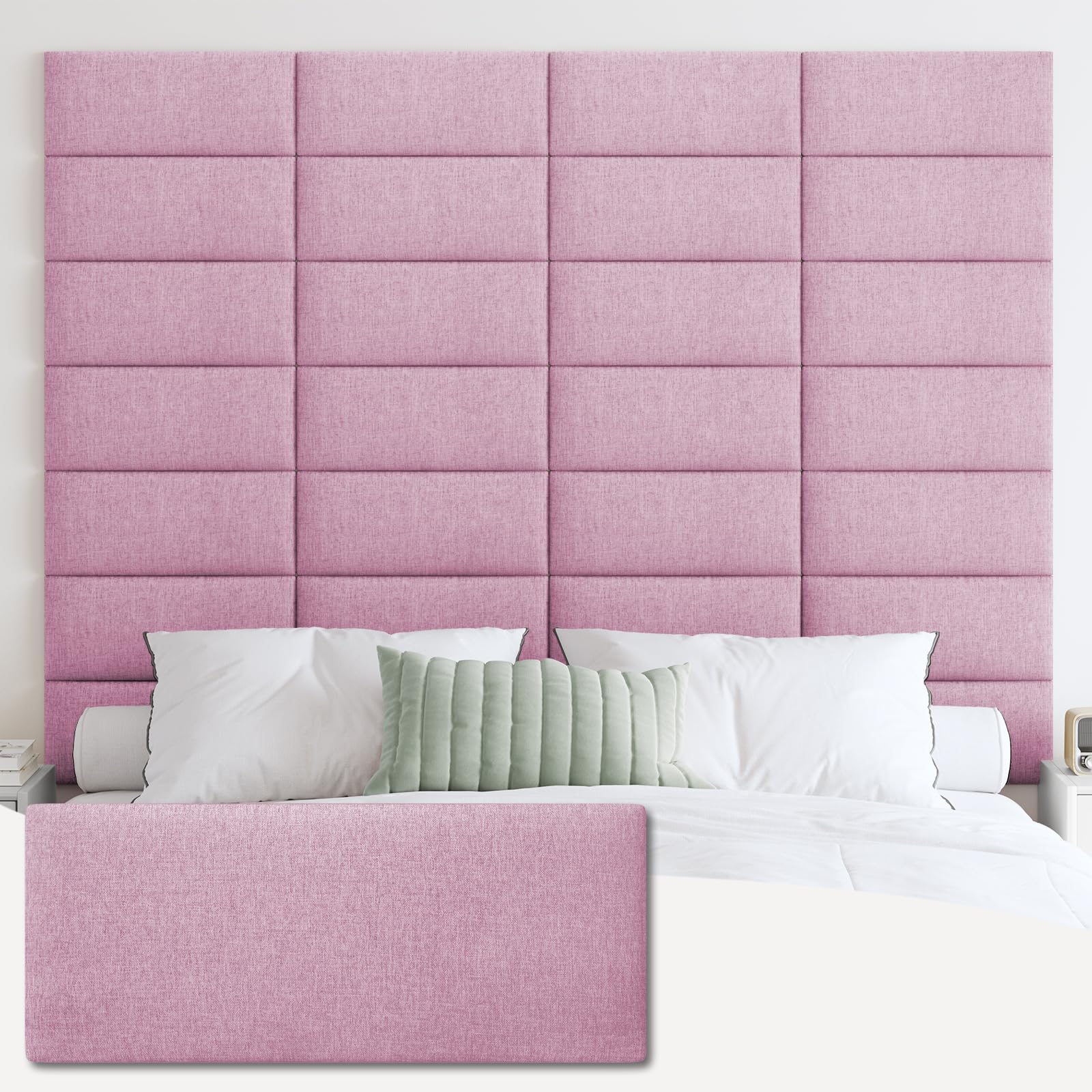 IFNOW Upholstered Wall Mounted Headboard, 3D Soundproof Wall Panels ...
