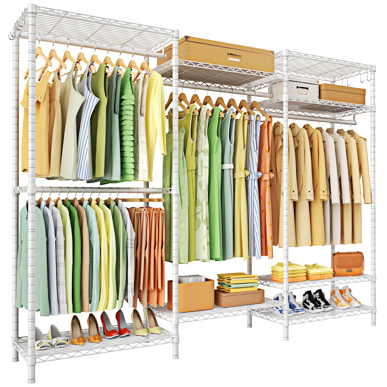 Ulif E13 Heavy Duty Clothes Rack?With 4 Hanger Rods & 8 Shelves ...