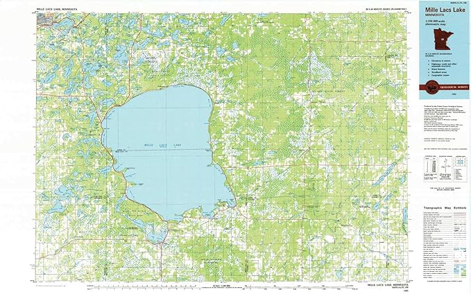 Amazon.com : YellowMaps Mille Lacs Lake MN topo map, 1:100000 Scale, 30 ...