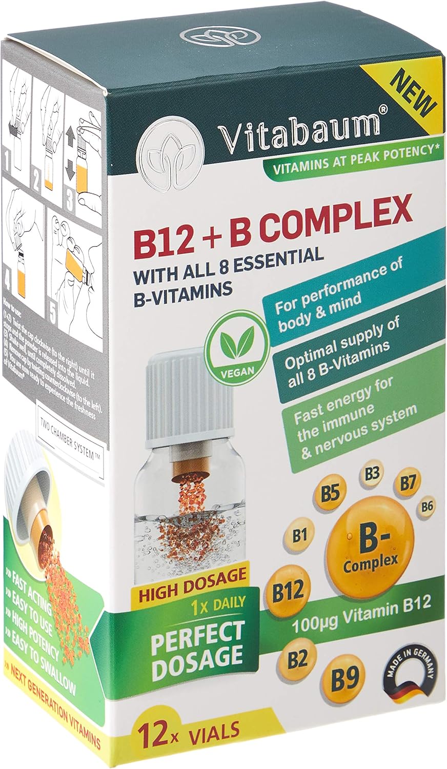 Vitabaum B12 + B-Complex with All 8 Essential B-Vitamins -12 Servings ...