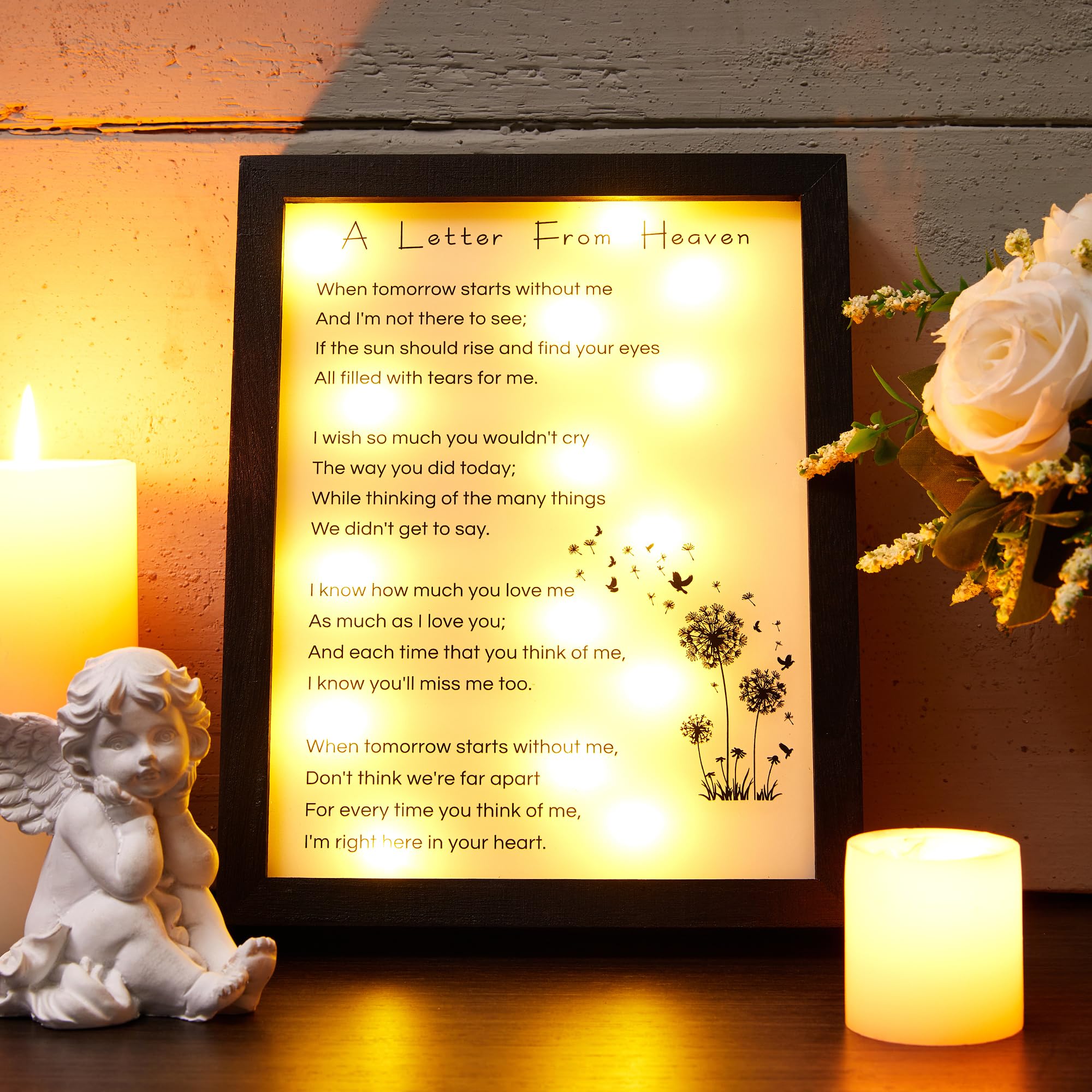 WOODEXPE Sympathy Gift LED Memorial Shadow Box 8x10 Memorial Gifts for ...
