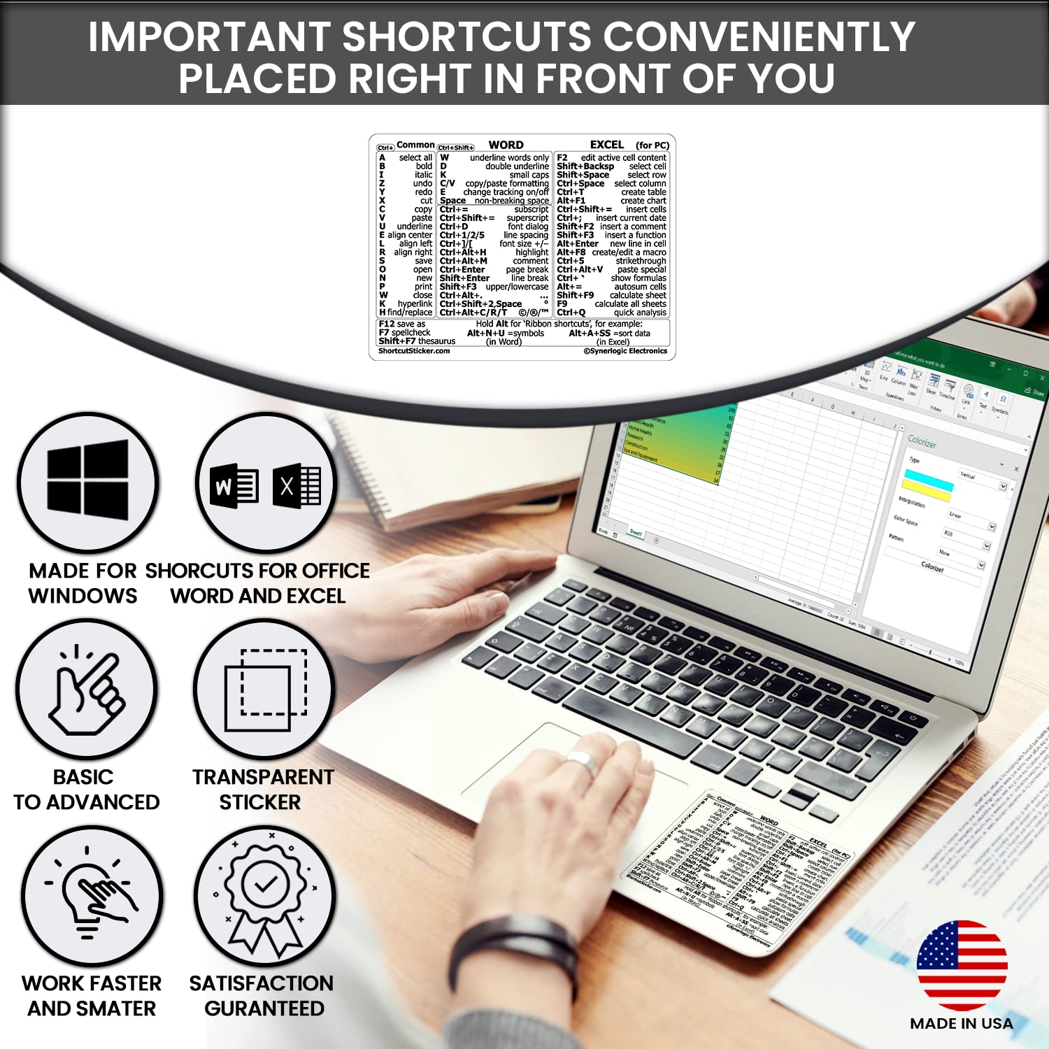 Mua Synerlogic Word/Excel Windows Shortcut Sticker | Reference Guide ...